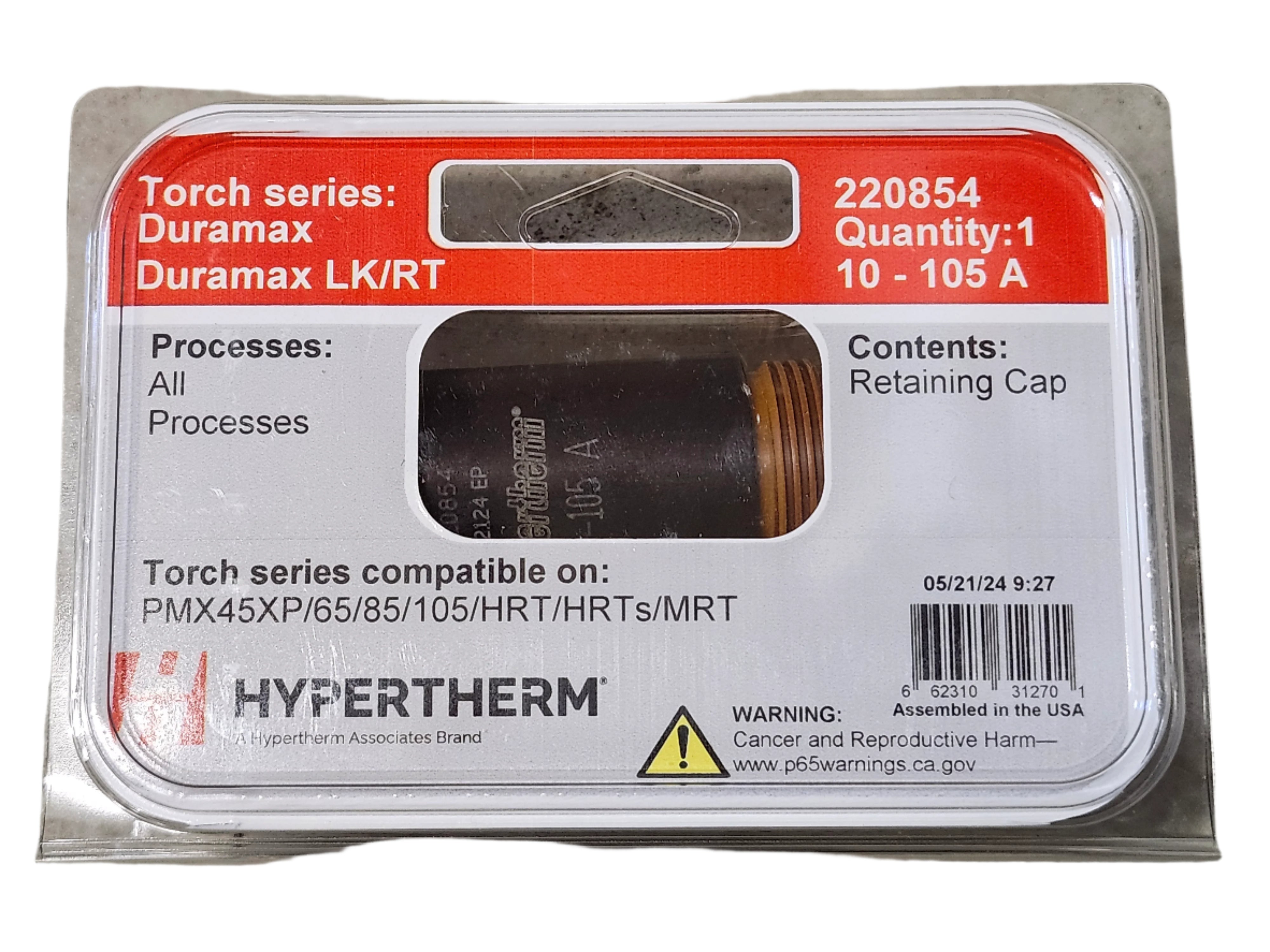 220854 Hypertherm Powermax Retaining Cap 10 - 105A – JK Welding and Gas ...