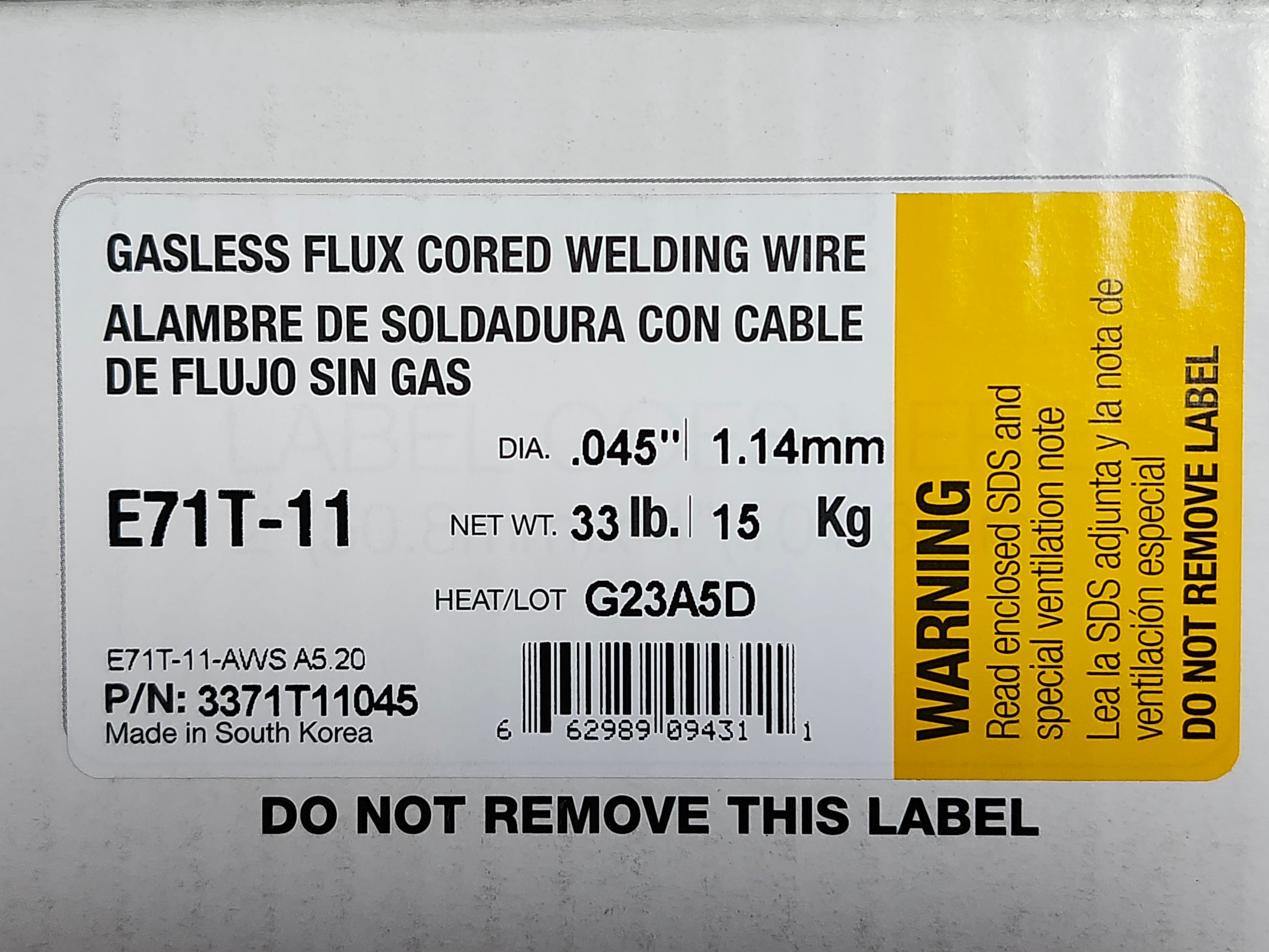 E 71T-11 .045 33lb Self Shielding Flux Core Welding Wire – JK Welding ...